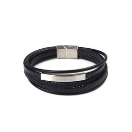 Firetti Damen Armband "stylisches Design im sportlich-eleganten Stil, mehrreihig", 23cm, Edelstahl Leder, schwarz, Edelstahl, Leder, Armb&auml;nder