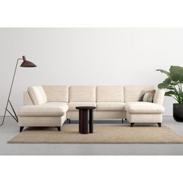 Wohnlandschaft Home Affaire, B:307cm H:86cm T:213cm, beige, 100% Polyester, Sofas, "Trelleborg U-Form", wahlweise mit Bettfunktion und Bettkasten,