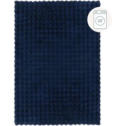 Hochflor-Teppich FLAIR RUGS, B:160cm H:35mm L:230cm, blau, Kunstfaser, Teppiche, "Waffle Faux Fur", Waffelmuster, waschbarer Kunstpelzteppich