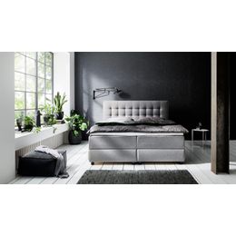 Boxbett, B:167cm L:213cm, grau, ATLANTIC HOME COLLECTION, Komplettbetten, "LILO", inkl. Bettkasten und Topper