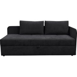 Schlafsofa Alina, B:205cm H:73cm T:95cm, schwarz, Struktur fein XBO (100% Polyester), Jugendzimmer, Sofas, "Marla", inkl. Stauraum & 2 R&uuml;ckenkissen,