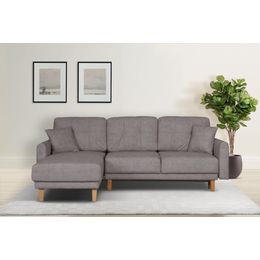 Ecksofa Home Affaire, B:234cm H:89cm T:164cm, grau, 100% Polyester, Wohnzimmer, Sofas, "TRIPLO optionale Schlafsofa mit Bettkasten, Ma&szlig;e B/T/H:
