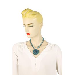 Damen Kette mit Anh&auml;nger "Raja", blau, Basic, Collezione Alessandro, Glas, Halsketten, zweireihige Kette mit rundem Anh&auml;nger