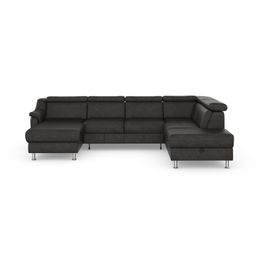 Sit & More Wohnlandschaft SIT & MORE, B:315cm H:84cm T:216cm, grau, Sofas, "Freetown U-Form", Kopfteilverstellung und Federkern, wahlweise mit Bettfunktion