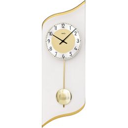 AMS Pendelwanduhr "W7437", B/H/L: 19cm x 3cm x 55cm, gold, Wanduhren, Quarzuhr,Glasgeh&auml;use,Esszimmer,Wohnzimmer,Made in Germany