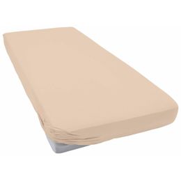 Spannbettlaken Primera, beige, Jersey-Elasthan, Obermaterial: 95% Baumwolle, 5% Elasthan, Bettlaken, "Elasthan-Feinjersey Boxspring", f&uuml;r Hohe