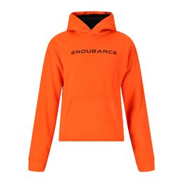 Endurance M&auml;dchen Kapuzensweatshirt "Glane", orange, Gr. 116, unifarben, 100% Polyester, Sweatshirts, mit kuscheliger Kapuze und praktischer