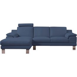 Ecksofa Egoitaliano, B:236cm H:84cm T:152cm, blau, Leder &raquo;BULL&laquo; (echtes Rindsleder). Geschliffenes, pigmentiertes und behandeltes Rindsleder mit