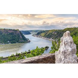 papermoon Fototapete "Statue am Fluss", B/L: 4m x 2,6m, Bahnen: 8 Stk., bunt, Schlafzimmer, Tapeten