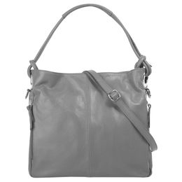 Samantha Look Damen Shopper, grau, Leder, leicht gl&auml;nzend, unifarben, Taschen, echt Leder, Made in Italy