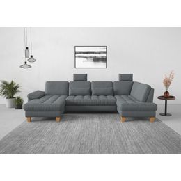 Sit & More Wohnlandschaft SIT & MORE, B:338cm H:88cm T:172cm, grau, 100% Polyester, Sofas, "Westham U-Form", wahlweise mit Bettfunktion, Bettkasten,