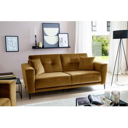 3-Sitzer TRENDS BY HG, B:196cm H:86cm T:89cm, gelb, Sofas, "Barcelona", mit Metallfu&szlig;, frei im Raum stellbar