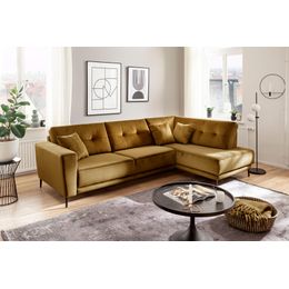 Polsterecke TRENDS BY HG, B:273cm H:86cm T:165cm, gelb, Sofas, "Barcelona L-Form", mit Metallfuss, frei im Raum stellbar