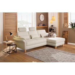 Ecksofa Home Affaire, B:266cm H:89cm T:164cm, beige, Struktur fein (100% Polyester);Struktur (100% Polyester);Luxus-Microfaser Lederoptik (100%