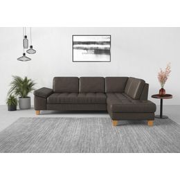 Sit & More Ecksofa SIT & MORE, B:261cm H:88cm T:179cm, grau, 100% Polyester, Wohnzimmer, Sofas, "Westham L-Form", mit Ottomane, mit oder ohne Bettfunktion,