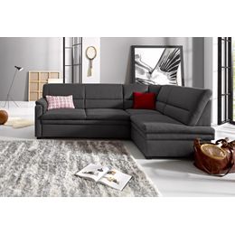 Sit & More Ecksofa SIT & MORE, B:245cm H:89cm T:161cm, grau, NaturLEDER (echtes Rindsleder), Korpus in Kunstleder SOFTLUX;Luxus-Microfaser (90% Polyester, 10%