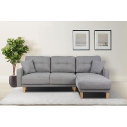 Ecksofa Home Affaire, B:234cm H:89cm T:164cm, grau, Wohnzimmer, Sofas, "TRIPLO optionale Schlafsofa mit Bettkasten, Ma&szlig;e B/T/H: 234/164/89 cm",