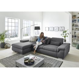 Ecksofa DIE PLANBAR, B:325cm H:85cm T:195cm, grau, 100% Polyester, Wohnzimmer, Sofas, "MP-IN17041 L-Form", mit Sitztiefenverstellung, optional