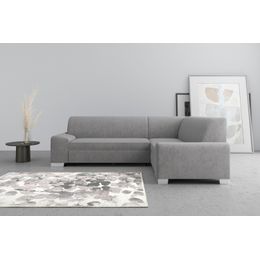 Ecksofa DOMO collection, B:259cm H:85cm T:191cm, grau, Wohnzimmer, Sofas, "Anzio in kubischer Formensprache, flache Armlehnen, L-Form", Wahlweise mit