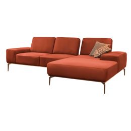 Ecksofa W.Schillig, B:279cm H:88cm T:178cm, orange, Longlife Xtra-Leder Z73: Naturwalkleder der Luxusklasse aus den erlesensten Rohh&auml;uten. Hautst&auml;rke
