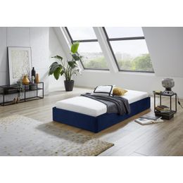 Polsterbett, B:105cm L:205cm, blau, Westfalia Schlafkomfort, Bezug: Glanzvelours 100% Polyester, Polsterung: Polsterwatte 100% Polyester, Gestell: