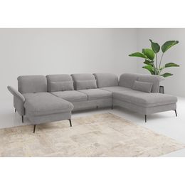 Sit & More Wohnlandschaft SIT & MORE, B:359cm H:92cm T:231cm, grau, 100% Polyester, Sofas, "Emely, inkl. Sitztiefenverstellung", wahlweise mit