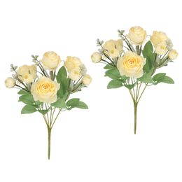 Kunstblume I.GE.A., B:19cm H:31cm L:14cmgelb, Polyester, Kunstpflanzen, "K&uuml;nstlicher Rosenstrau&szlig;", 2er Set Hochwertige Kunstrosen 31 cm Realistische