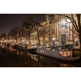 papermoon Fototapete "Nacht in Amsterdam", B/L: 4,5m x 2,8m, Bahnen: 9 Stk., bunt, Schlafzimmer, Tapeten