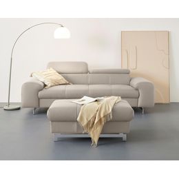 3-Sitzer COTTA, B:227cm H:72cm T:105cm, beige, Luxus-Microfaser (100% Polyester);Softlux-Kunstleder;Leder Pampas (echtes Rindsleder)), R&uuml;ckseite mit