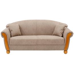 3-Sitzer Home Affaire, B:190cm H:83cm T:81cm, beige, Sofas, "Milano Vintage", mit Federkern, Bezug in Lederoptik, incl. Zierkissen