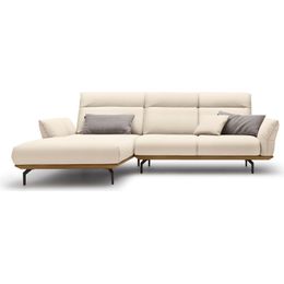 Ecksofa, B:298cm H:103cm T:183cm, wei&szlig;, CREATION BY ROLF BENZ, NaturLEDER OSKAR (echtes Rindsleder), Wohnzimmer, Sofas, "CR.460", Sockel in Nussbaum,
