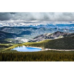 papermoon Fototapete "ALPEN-SEE-im Gebirge", B/L: 4m x 2,6m, Bahnen: 8 Stk., bunt, Schlafzimmer, Tapeten