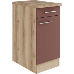 Unterschrank Optifit, B:40cm H:84,8cm T:60cm, rot, Holzwerkstoff, K&uuml;che, Schr&auml;nke, "Bella", Breite 40 cm, 1 T&uuml;r, 1 Einlegeboden, 1 Schubkasten