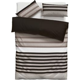 H.I.S. Bettw&auml;sche H.I.S "Majoran", taupe, B/L: 135cm x 200cm, 1 Stk., 1 Stk., Linon, B/L: 40cm x 80cm, 2 Stk., Linon, Obermaterial: 100% Baumwolle, Bettw&auml;sche, Bettw&auml;sche, gestreifte Bettw&auml;sche in verschiedenen Qualit&auml;ten, Topseller