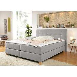 Boxspringbett Home Affaire, B:168cm L:238cm, grau, Komplettbetten, "Calloway", inkl. Topper, XXL-Ausf&uuml;hrung, in 4 Farben, 5 Breiten, 3 Matratzenarten