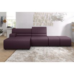 Ecksofa Egoitaliano, B:384cm T:98cm, lila, 100% Polyester. Wasserabweisende Mikrofaser., Wohnzimmer, Sofas, "Babouche, Designsofa mit