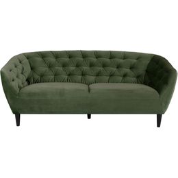 3-Sitzer ACTONA GROUP, B:191cm H:39,4cm T:84cm, gr&uuml;n, Sofas, "Ria Couch, Sofa", Samtstoff, Massivholz-Beine, Taschenfederkern, Tufting, mit Armlehnen