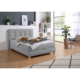 Boxbett Home Affaire, B:158cm L:210cm, grau, Komplettbetten, inklusive Kaltschaum-Topper und Bettkasten