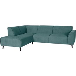 Ecksofa DOMO collection, B:263cm H:81cm T:191cm, blau, Wohnzimmer, Sofas, "Amora, bequem und zeitlos, L-Form", mit Federkern f&uuml;r mehr Sitzkomfort