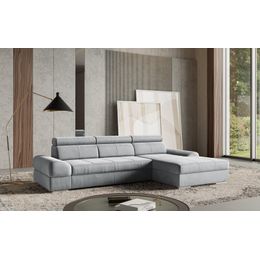 Sit & More Ecksofa SIT & MORE, B:284cm H:79cm T:171cm, grau, 100% Polyester, Wohnzimmer, Sofas, "Broadway L-Form", inklusive Kopfteilverstellung, wahlweise mit