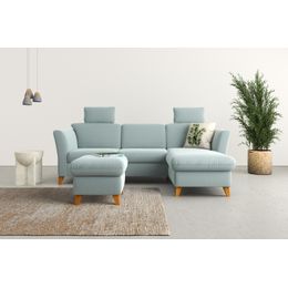 Ecksofa Home Affaire, B:249cm H:86cm T:162cm, blau, 100% Polyester, Wohnzimmer, Sofas, "Trelleborg L-Form", Federkern-Polsterung, wahlweise mit
