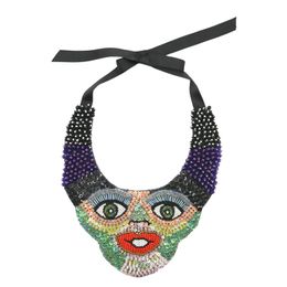 Damen Kette mit Anh&auml;nger "Face", bunt, Basic, Collezione Alessandro, Glas, Halsketten, mit echten Glasperlen