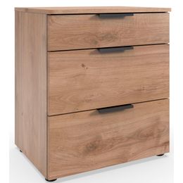 Nachtkommode wimex, B:54cm H:61cm T:41cm, braun, Spanplatte, Sideboards, "Level by fresh to go", 3 Schubladen mit soft-close Funktion, 54cm breit,