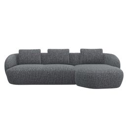 Wohnlandschaft FLEXLUX, B:276cm H:85cm T:146cm, grau, Sofas, "Torino, rund, L-Form, Sofa-Ecke mit Recamiere, Longchair-Sofa", Modernes, organisches