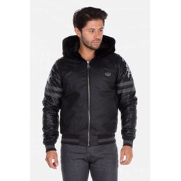 Cipo & Baxx CIPO & BAXX Herren Bikerjacke "Jacke", schwarz, Basic, Gr. S, unifarben, 75% Polyurethan, 25% Polyester, Jacken, mit dezenter Reptilienpr&auml;gung, CJ-177