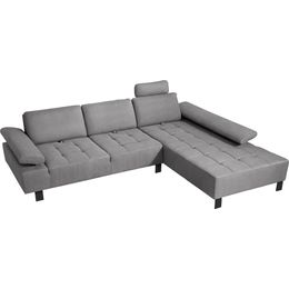 Ecksofa Alina, B:296cm H:103cm T:223cm, grau, Struktur fein XBO (100% Polyester), Wohnzimmer, Sofas, "Royce", inklusive Sitztiefenverstellung, 296 cm