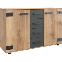 Kombikommode wimex, B:130cm H:83cm T:41cm, grau, Spanplatte, Schlafzimmer, Sideboards, "Stockholm Sideboard Kommodenschrank, Made in Germany",