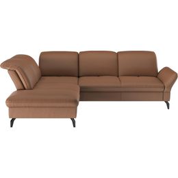 Sit & More Ecksofa SIT & MORE, B:288cm H:88cm T:242cm, braun, 100% Polyester, Wohnzimmer, Sofas, "Leandro L-Form", Wahlweise mit Bett-, Kopfteil - und