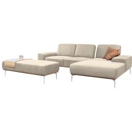 Ecksofa W.Schillig, B:279cm H:88cm T:178cm, beige, Longlife Xtra-Leder Z73: Naturwalkleder der Luxusklasse aus den erlesensten Rohh&auml;uten. Hautst&auml;rke