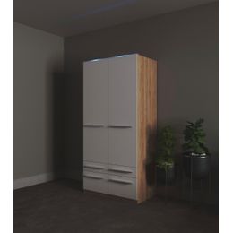 Kleiderschrank Priess, B:94cm H:193cm T:54cm, wei&szlig;, Holzwerkstoff, Schlafzimmer, Schr&auml;nke, "Schrank Garderobe W&auml;scheschrank Barcelona in 5 Breiten",